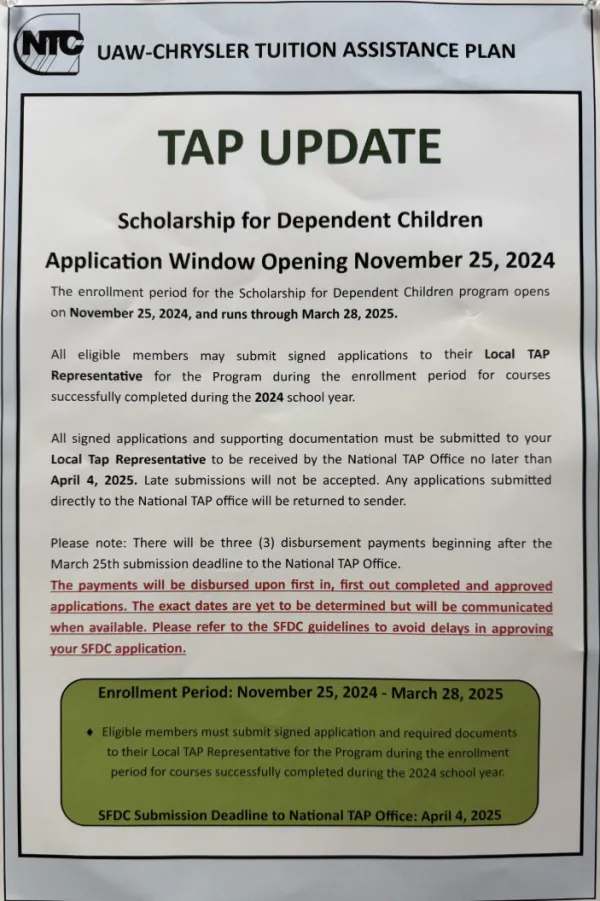 TAP INFORMATION | UAW Local 1268