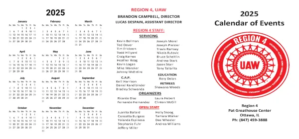 2025 UAW Region 4 Calendar of Events | UAW Region 4